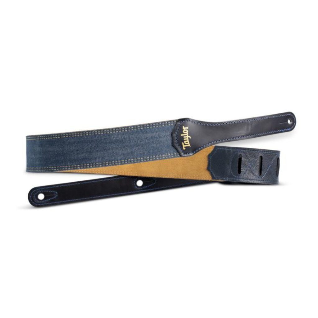 Taylor Blue Denim 2" Guitar Strap - Gold Logo - TheStockist